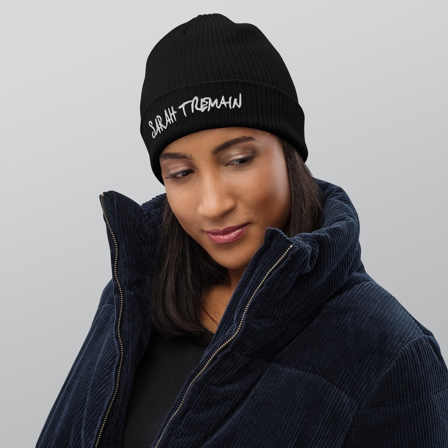 Sarah Tremain Logo Organic ribbed beanie